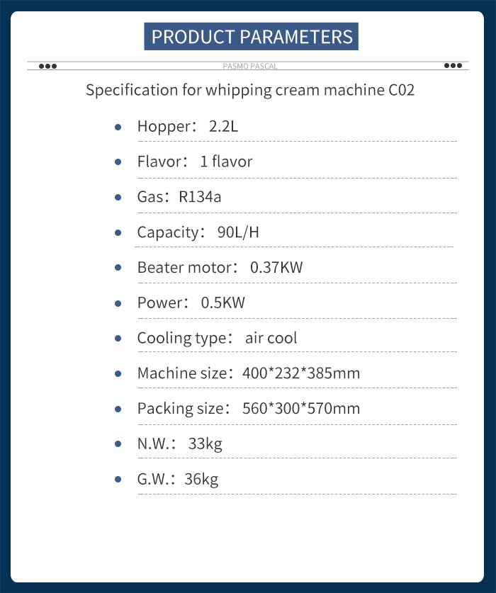 PASMO Cream Whipping Machine C02 – Tafa Inter Trading